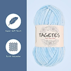 2 Pcs - Soft and Bulky Velvet Yarn for Knitting Thick & Quick | 2x100g Yarn Crochet and Knitting Assorted Yarn Baby Velvet Bulk for Adults and Kids (Baby Blue)