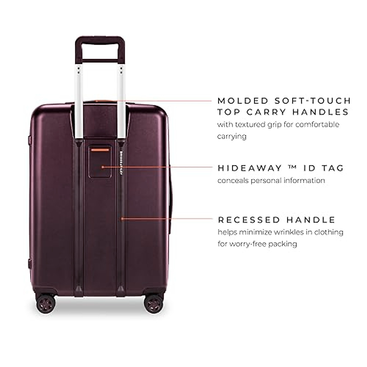 Briggs & Riley Sympatico Hardside Medium Spinner Luggage, Plum, 27-Inch Checked
