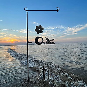 LCCBRO Garden Flag Stand Holder Heavy Duty with 5 Prong Base for Outside Double Flag, More Stable Yard Flag Stand Weather Proof, for Flags up to 13" Wide (Flag Stand Only)
