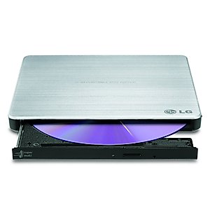 LG Electronics GP60NS50 USB 3.0 Compatible, Super-Multi Ultra Slim Portable DVD+/-RW External Drive for PC Windows, Linux, Mac OS, Surface Pro 3&4, with M-DISC support, Silver