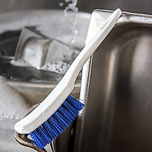SPARTA 41395EC14 Plastic Scrub Brush, Detail Brush, Kitchen Brush With Hanging Hole For Cleaning, 7 Inches, Blue