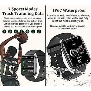 2023 Smart Watch (Answer/Make Calls), 1.81" Screen Smart Watches for Android Phones iPhone for Men Women IP67 Waterproof Fitness Tracker with Text Call Heart Rate SpO2 Sleep Monitor Black