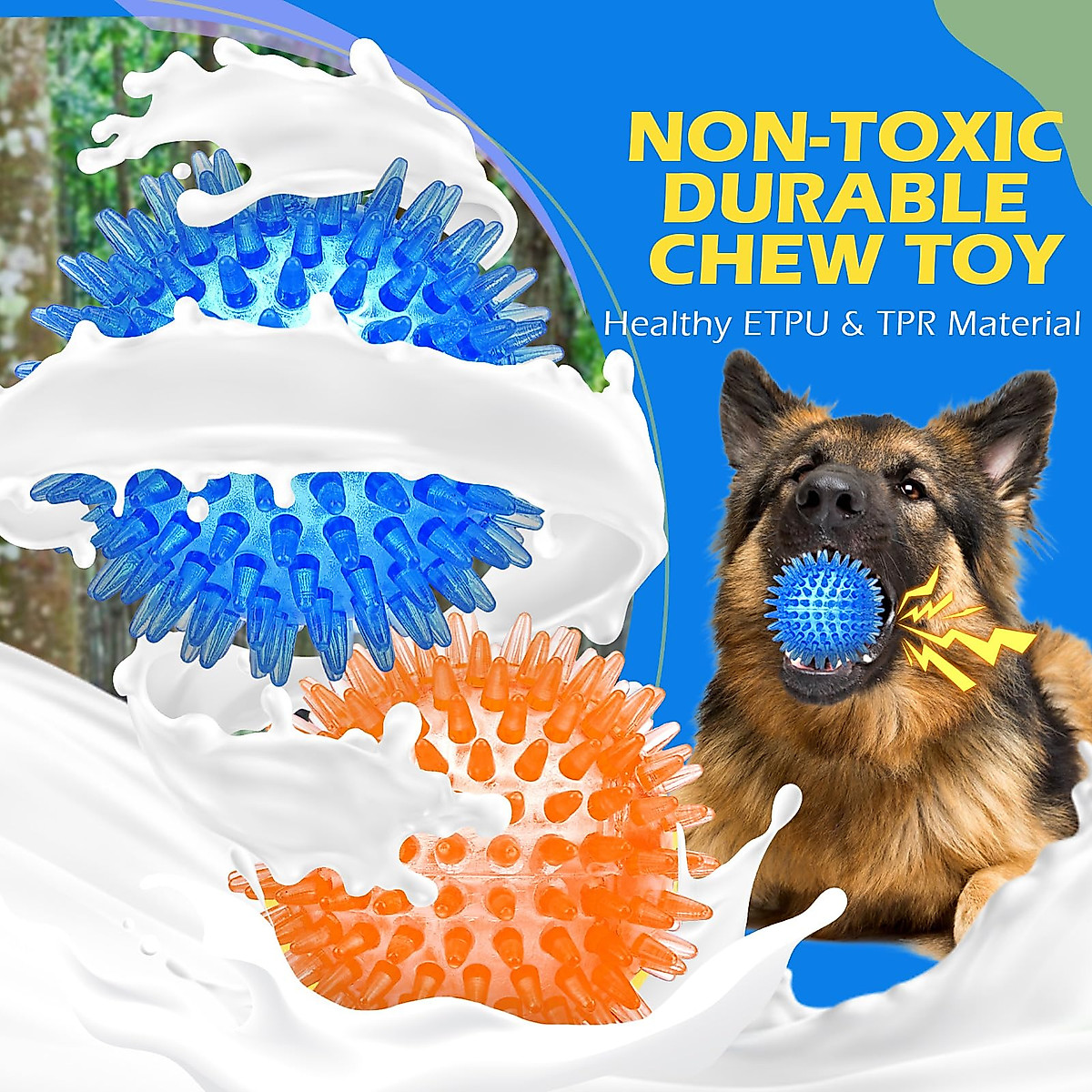 EXPAWLORER Dog Balls Squeaky Toys - 6 Pack Interactive Tennis Balls for Dogs to Fetch, Indestructible Chew Toys for Aggressive Chewers, Squeaky Teething Balls for Small Medium Large Dogs Puppy