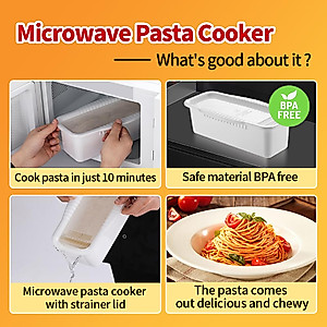 Microwave Pasta Cooker With Strainer Lid,pasta Cooker In Microwave Makes 4 Servings Of Pasta Quickly And Easily,microwave Spaghetti Cooker Makes Perfect Pasta Every Time For Dorm, Kitchen Or Office