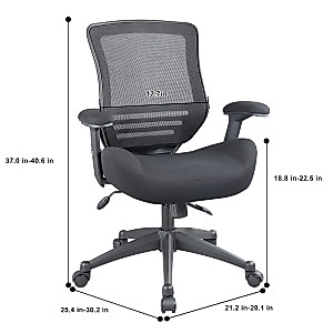 BOLISS Ergonomic Office Computer Desk Chair Height Adjusting Arm Waist Support Function-Black
