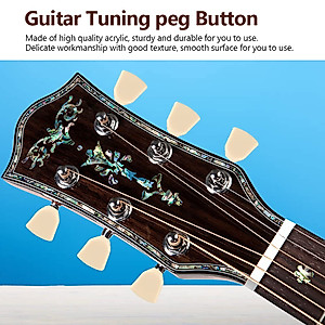 Tuning Peg Button, 6 PCS/ Set Tuning Pegs Machine Heads Acrylic Buttons for Acoustic Electric Guitar(Beige) Guitar Key 10 Mm Head Guitar Tuning Pegs Guitar Tuner Buttons