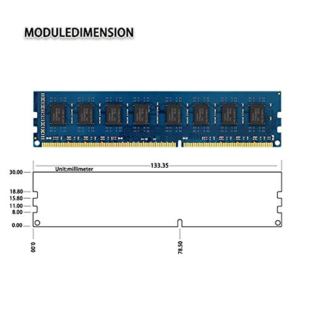 DUOMEIQI PC3 10600 DDR3 1333MHz Ram 8GB(2 X 4GB) PC3-10600U DIMM Memory DDR3-1333 Ram 8GB 1333mhz UDIMM 2RX8 CL9 1.5V 240 Pin Non-ECC Unbuffered for Desktop Computer Memory Module Upgrades