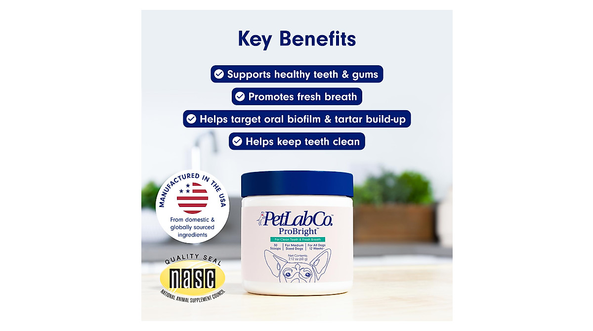 PetLab Co. ProBright Dental Powder for Dogs | Tartar & Bad Breath