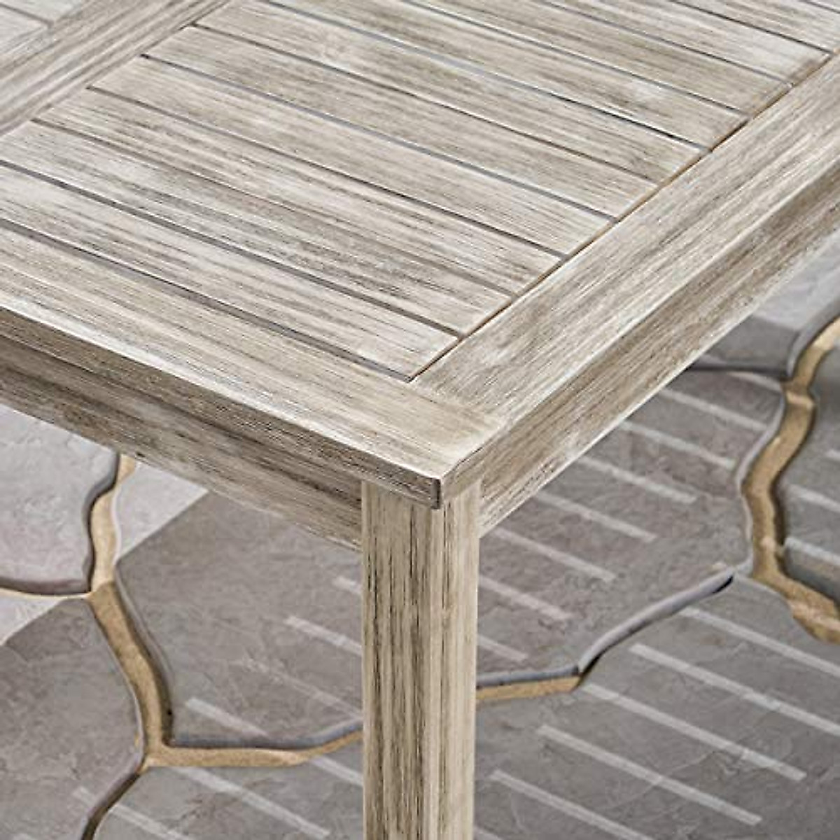 Great Deal Furniture Lorelei Outdoor 9 Piece Acacia Wood Sofa Conversational Set, Light Gray and Dark Gray