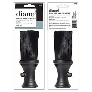 Diane Neck Duster with Powder Dispenser Barber and Salon Brush to Remove Loose Hair from Neckline and Ears, Soft Nylon Bristles, Stand Up Base, 6.25”, Medium