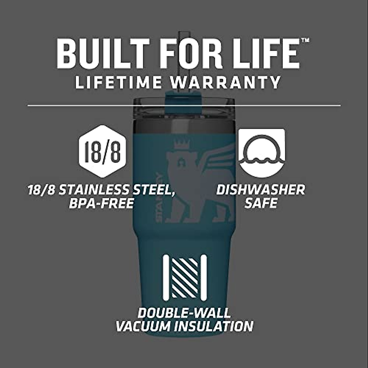 Stanley Adventure Quencher Travel Tumbler for Kids (8 and Above), 14oz, Stan the Bear Stainless Steel Insulated Tumbler with Lid and Straw