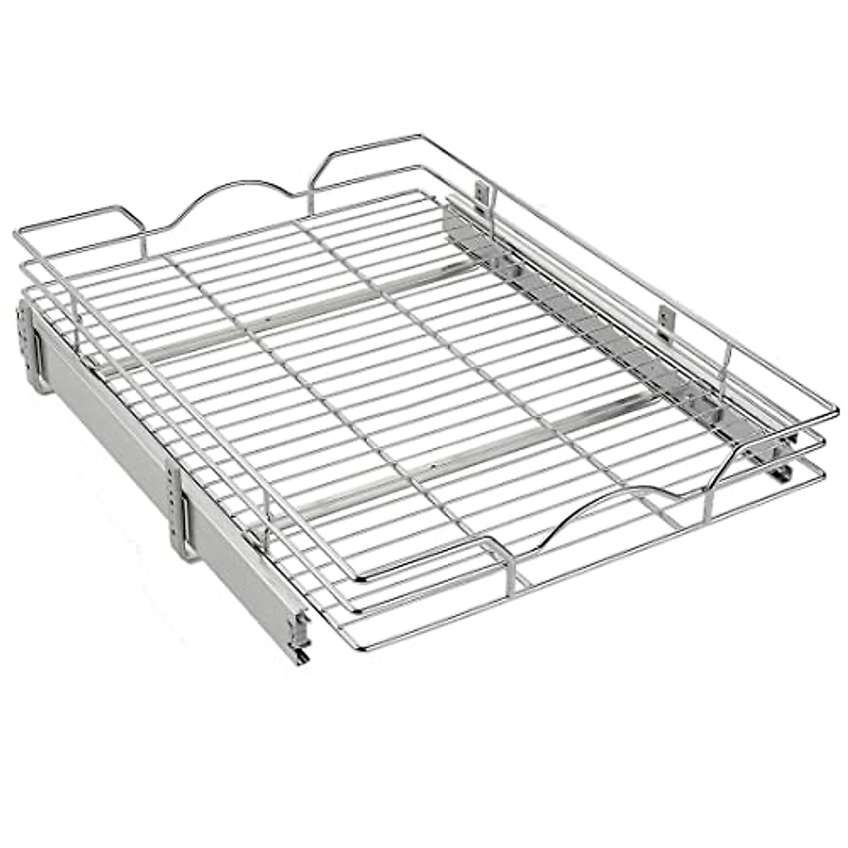 OCG Pull Out Cabinet Organizer (11" W x 18" D), Pull out Drawers for Kitchen Cabinets, Pull Out Shelves for Base Cabinet Organization in Kitchen Bathroom Pantry, Chrome Finish