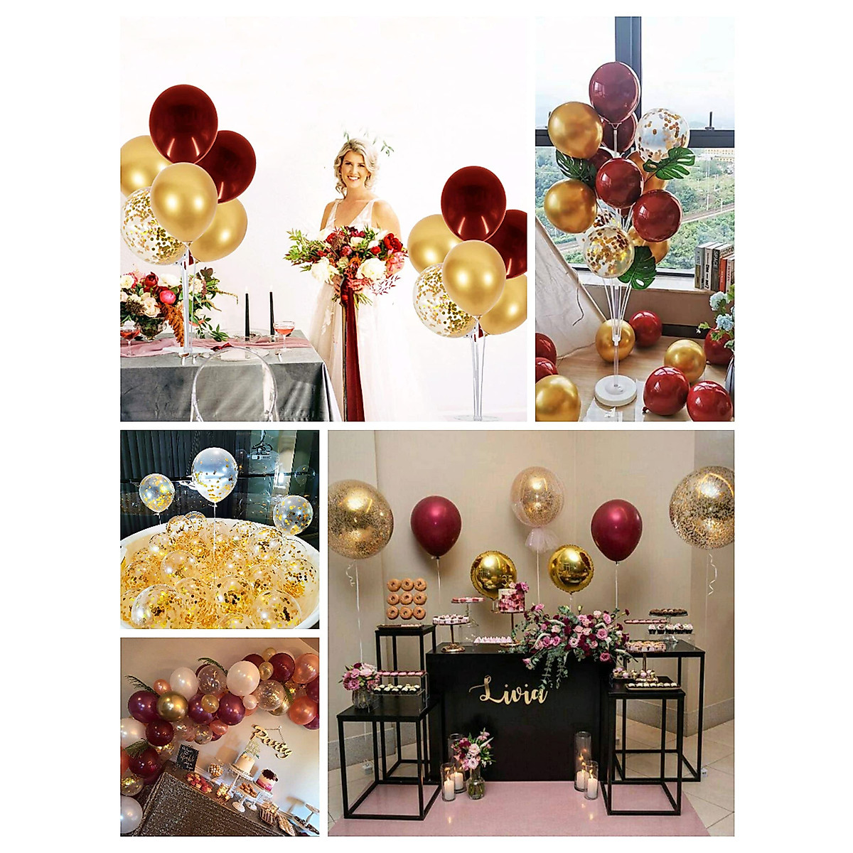 Maroon Gold Graduation Party Decorations 2024/Burgundy Gold Balloons/30pcs Burgundy Gold Birthday Women Maroon Gold Wedding/Fall Bridal Shower Decorations FSU Graduation