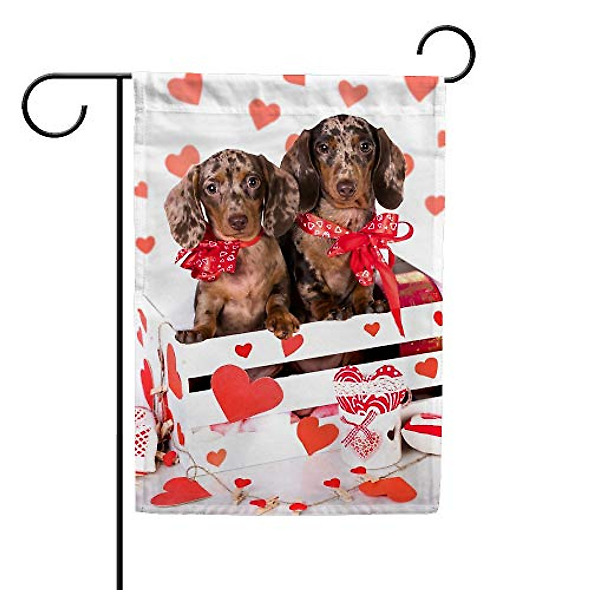 Generic Garden Flag Double Sided Durable Yard Flag,Valentine's Day Dachshund Dog Fade Resistant Seasonal Flags,Suitable for Outdoor Home Lawn Patio Porch Decorative,12x18 Inch