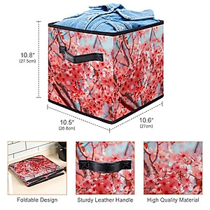 KQNZT Storage Cubes, Storage Baskets for Organizing, Fabric Storage Cubes Closet Organizer for Home, Cherry Blossom Pink Sakura Flower Spring, Foldable Storage Cubes