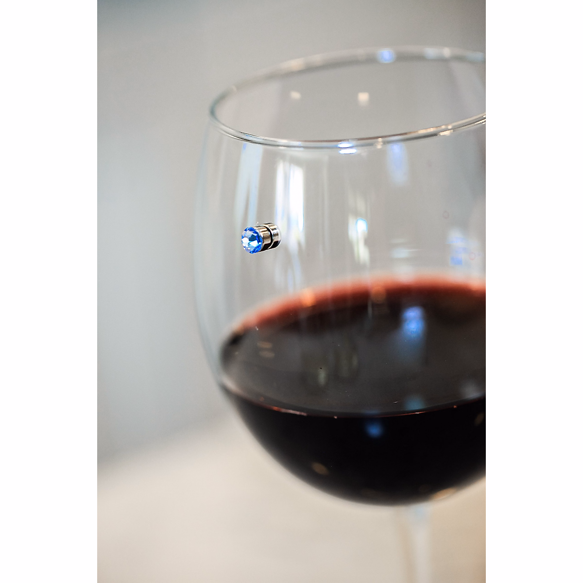Crystal Magnetic Wine Glass Charms Set of 12 Glass Markers that Work on Stemless Glasses - Gift/Storage Box Included