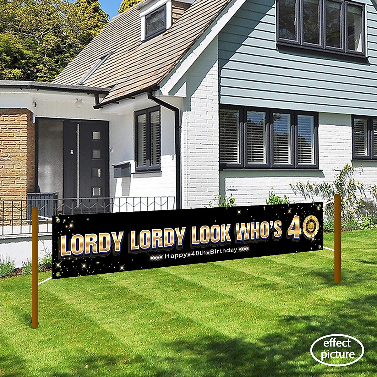 Ushinemi Lordy Lordy Look Who's 40 Decorations, Large Funny Forty Birthday Banner for Men Women, Happy 40th Birthday Party Decor, 9.8x1.6ft