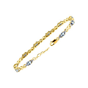 Rylos Bracelets for Women 925 Yellow Gold Plated Silver XO Hugs & Kisses Tennis Bracelet Gemstone & Genuine Diamonds Adjustable to Fit 7"-8" Wrist, 10-6X4MM Aquamarine Jewelry for Women Friendship