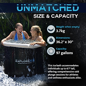 Explore Ice Bath Tub for Athletes [USA OWNED BUSINESS] - Extra Large Cold Tub, Premium Cold Plunge Tub Outdoor, Portable Ice Bath, Ice Barrel Cold Therapy Bath - Pro Max…(White/Black)