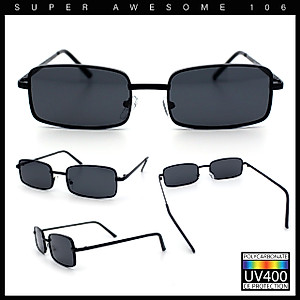 SA106 Mens Retro Vintage Narrow Rectangular Pimp Metal Sunglasses