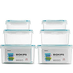 Komax Biokips Airtight Food Storage Containers With Lids | Set of 6 Kitchen Pantry Organization and Storage Containers | BPA-free Sugar, Flour, Dry Food Containers