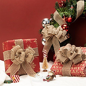 Ribbli Burlap Ribbon Continuous 20 Yard 1.5 Inch Natural Wired Ribbon for Wreaths,Big Bows,Tree Decoration,Outdoor Decoration