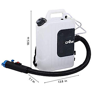 Grow1 Electric Backpack Fogger Machine ULV Atomizer Sprayer with Commercial Hose for Spraying Garden Greenhouse Indoor Outdoor Foggers, 2.5 Gallon