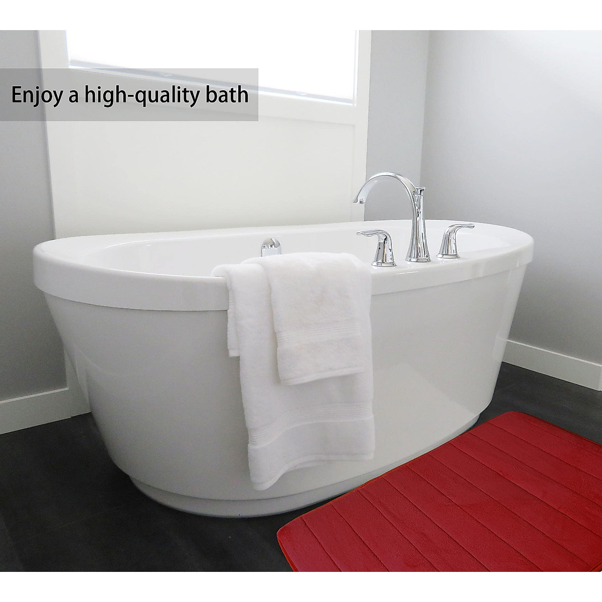 iMaylex Soft Memory Foam Bath Rug, Absorbent Luxury Bath Rug Mat, Quick Dry Bath Mat for Front Floor of Bathtub, Shower Floor and Toilet, Wine Red, 32" x 20"