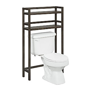 New Ridge Home Goods Dunnsville 2-Shelf Over The Toilet Space Saver with Side Storage, ESPRESSO