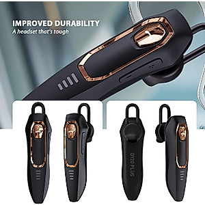 Sellwell Bluetooth Earpiece, 30H Talking Time Wireless Headset, ENC Noise Canceling with Mic Hands-Free Bluetooth Headset, Call Reminder Function for Driving/Business/Office/Conference Phone, Gold