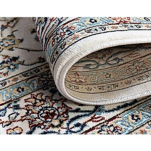 Unique Loom Narenj Collection Area Rug - Leeds (3' x 13' 1" Runner, Ivory/ Blue)