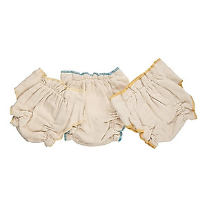 Linteum Textile Fitted Cloth Diapers with Snap Closures, 100% Cotton Adjustable Snaps with Removable Inserts (3-Pack, Medium 14-23 lb)