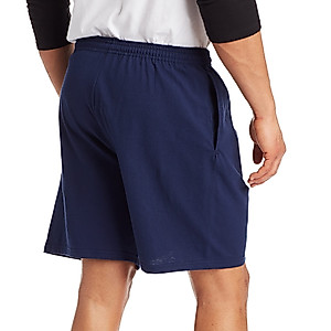 Hanes Men's Jersey Pocket Short, Navy, Medium