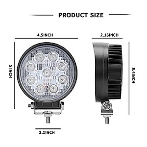 27W Spot Green Round Work LED Light Fog Offroad Off Road Lights Driving Lamp Waterproof for Hunting Pickup UTV Truck Car Boat SUV Boat 4WD ATV 12V 24V 4x4 Tractor Motorcycle（2pcs）