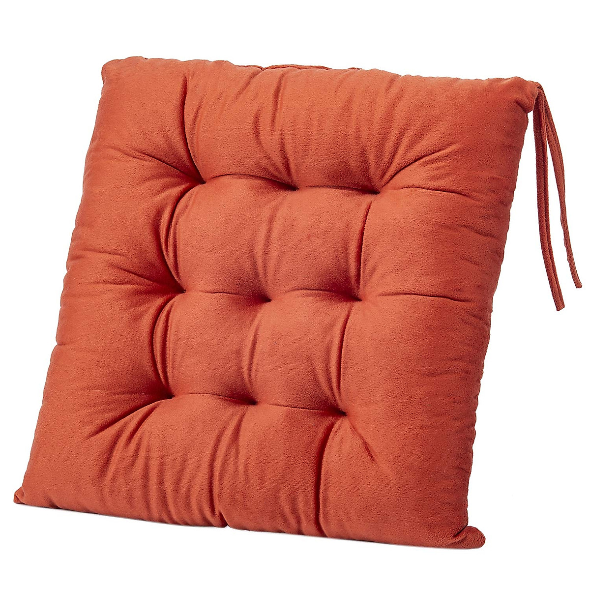 WONDER MIRACLE 4 Pack Seat Cushion/Chair Cushion Pads for Dining Chairs, Office Chair, Floor, Machine Wash & Dryer Friendly (Flannel 16"×16", Carrot)