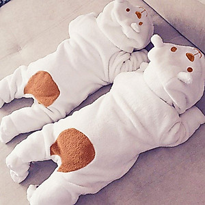 VERNILLA Newborn Baby bear Fleece Romper One-Piece Footies Jumpsuit Pajama Infant Onesies for Baby Boys Girls(0-3 Months)