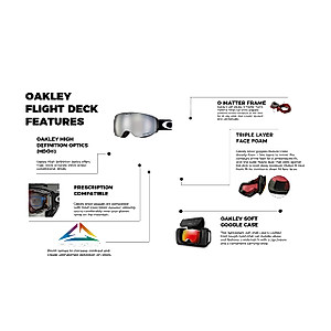 Oakley Flight Deck M OO7064 Black w/Prizm Black Iridium Ski Goggles For Men For Women + BUNDLE with Designer iWear Eyewear Kit