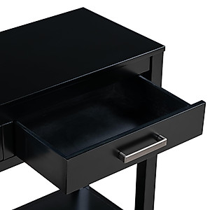 Quarte Modern 3-Drawer Console Table with 1 Shelf,Solid Wood Entryway Sofa Side Table for Hallway, Living Room, Foyer, Corridor, Easy to Assemble (Black#3-Drawer)