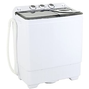 Bonnlo 26lbs Portable Washing Machine, Compact Mini Washer, Twin Tub Washer and Dryer Combo; 18LBS Washer & 8LBS Spin Dryer for Apartment, Dorms, RVs, Camping and More (Grey)