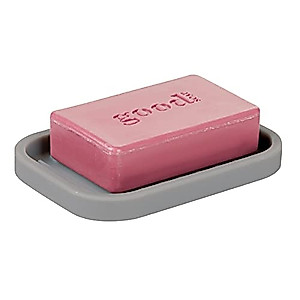 iDesign Silicone Soap Dish, Soap Saver, and Kitchen Sponge Holder, The Lineo Collection – Rectangular, 5" x 3.5" x 5", Gray