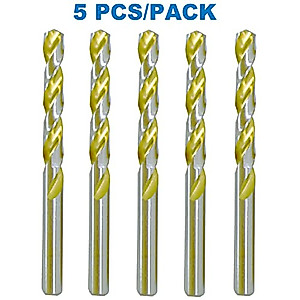 HSS Drill Bit 11/32 inch Twist Jobber Length Titanium Golden Flute Drill Steel Metal Iron-5Pcs