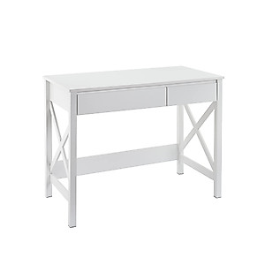 ClosetMaid 3950 X-Frame Design Writing Desk or Console Table with Drawers, White Wood