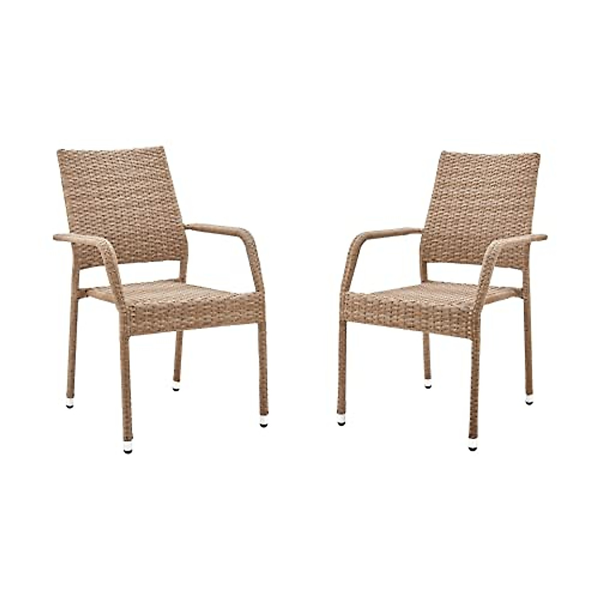 Manhattan Comfort Genoa Patio Dining Armchair, Set of 2, Nature Tan Weave