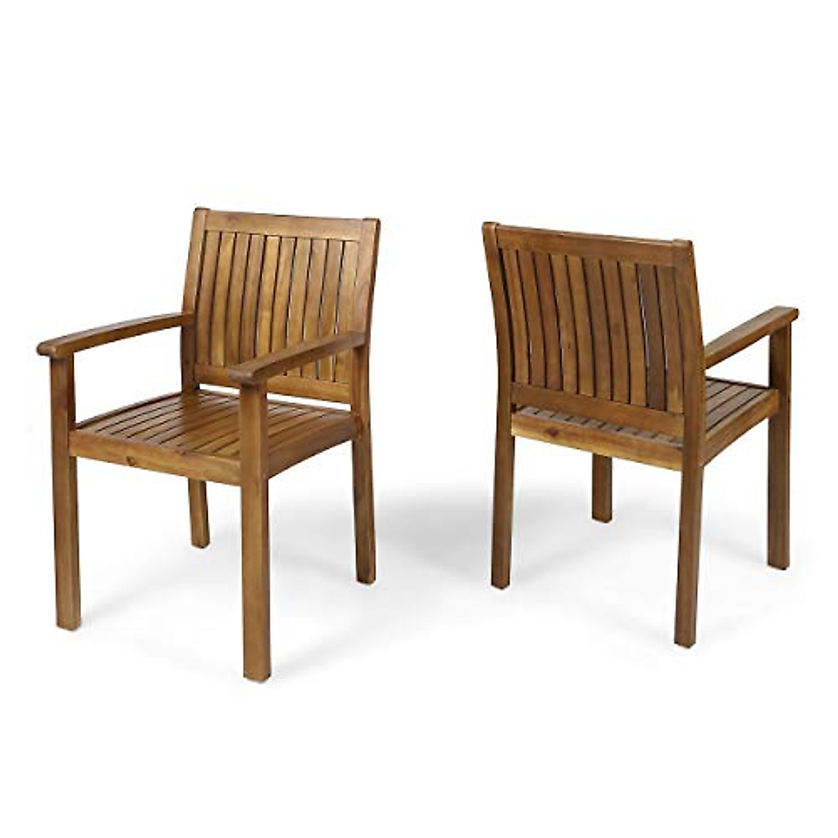 Christopher Knight Home Teague Outdoor Acacia Wood Dining Chairs (Set of 2), Teak Finish