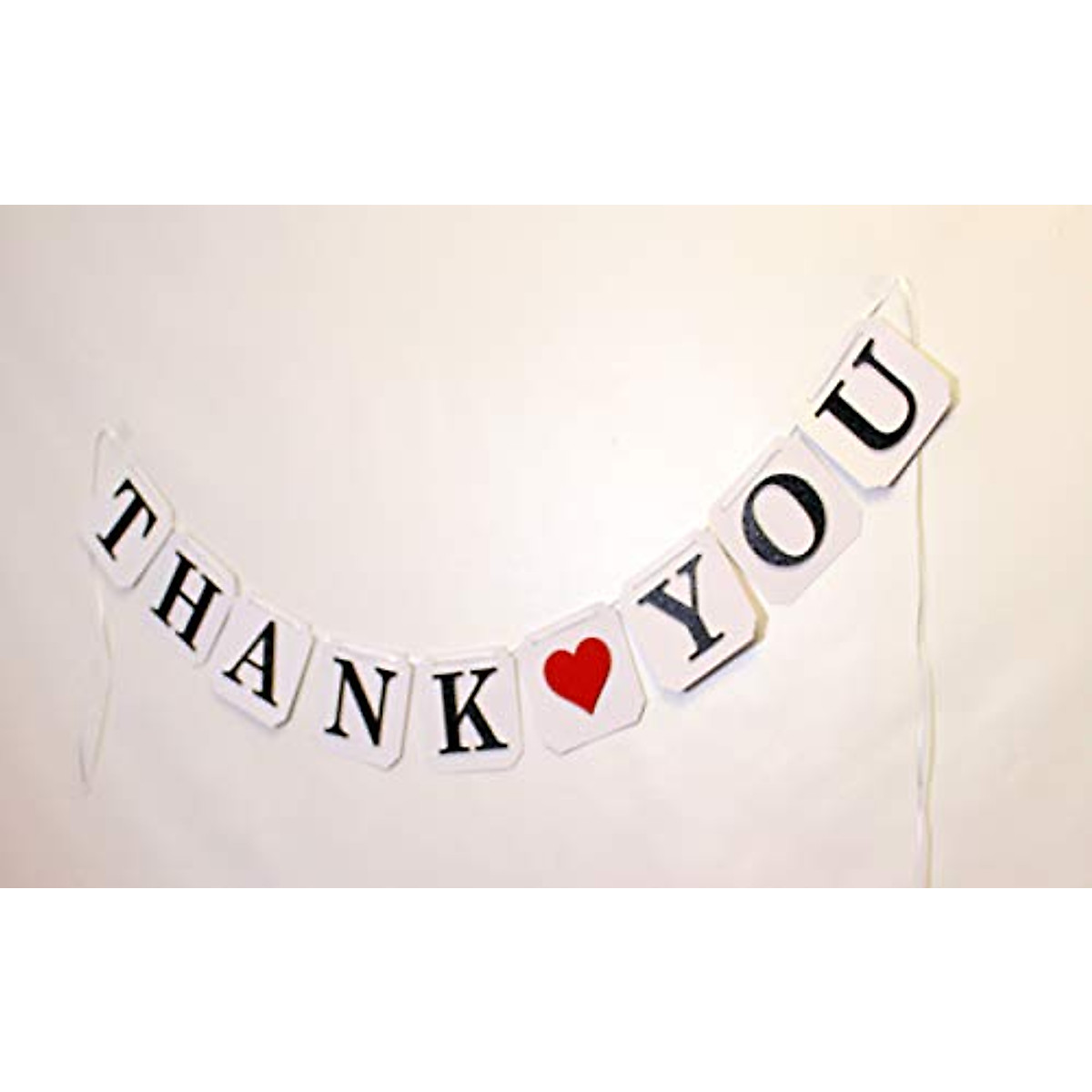 All About Details Thank You (Heart) Mini Banner, 1 Set, Wedding Photo Props, Wedding Garland, Party Decoration, Wedding Chair Sign (Black)