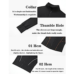 SEDOCU Women Workout Running Track Jacket Full Zip up Slim Fit Yoga Sports Athletic Jacket with Thumb Holes Black