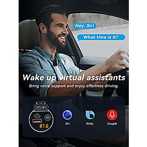 2022 Upgraded Bluetooth Transmitter for Car, Bluetooth 5.1 Car Adapter Car Kit with Dual Car Charger Support 38W PD+QC 3.0 Fast Charging, Noise Canceling Hands-Free Calls