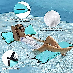 BOLITE Giant Inflatable Lake Float for Adults, 102 x72 Inch Pool Float with Pool Hammock, Floating Mat Toy Raft Loung for Swimming Pool Lake Beach Summer Water Party, Blue