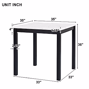 Merax Dining Table Set for 4, Counter Height Dining Table Set with Faux Marble Dining Table and 4 Upholstered-Seat Chairs, 5 Piece Dining Room Table Set for Kitchen and Living Room Furniture, Gray