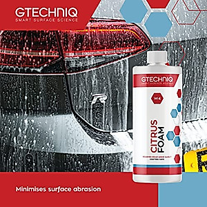 Gtechniq - W4 Citrus Foam - High Content Foaming Agent, Removes Dirt and Road Grime, Non-Caustic Formula, Maximum Gloss Retention Snow Foam (1 Liter)